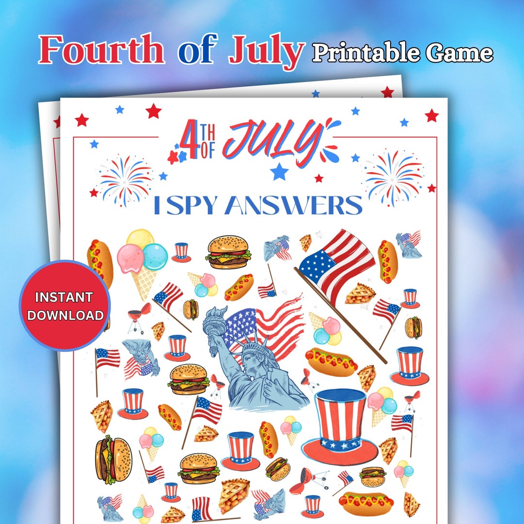 Fourth of July I Spy (find the Object) Game, Printable Family Game ...