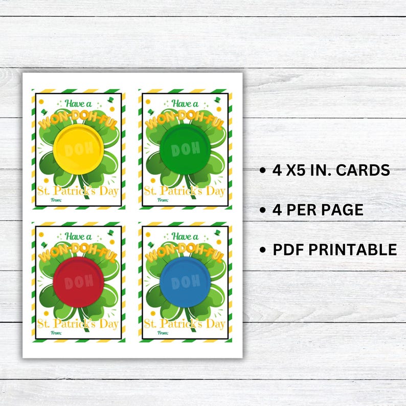St Patricks Play Dough Gift Card, Kids Printable St Paddys Play Dough ...