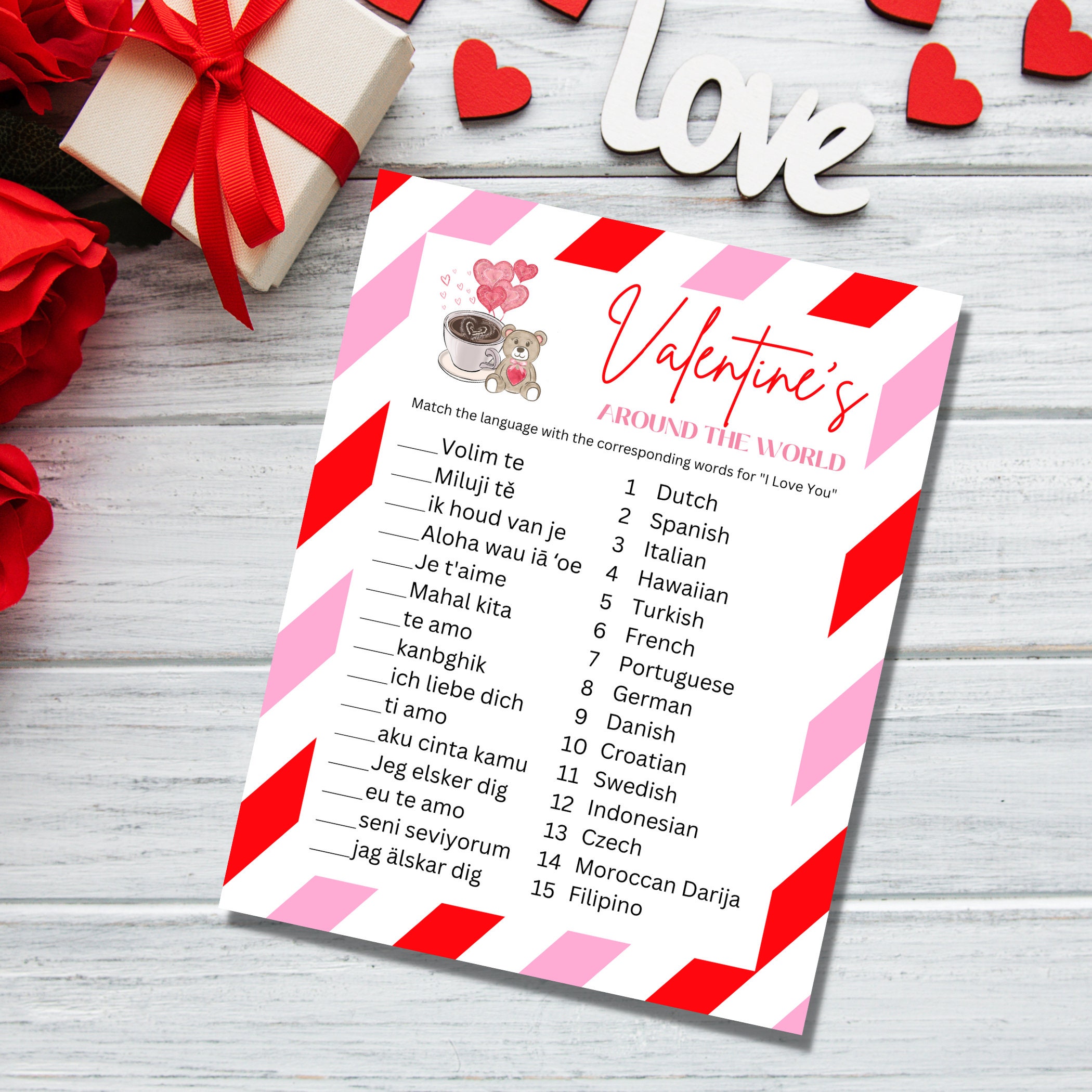 Printable Valentine's Day Game, AROUND THE WORLD Party Game and ...