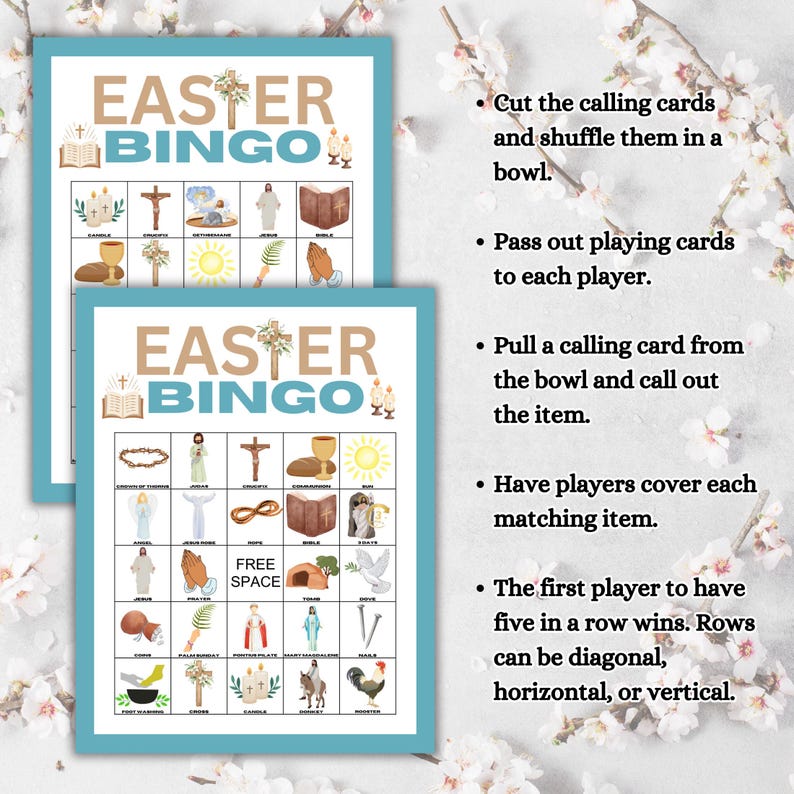 50 EASTER Bingo Cards Game, Christian Bingo, Religious Bingo Game ...