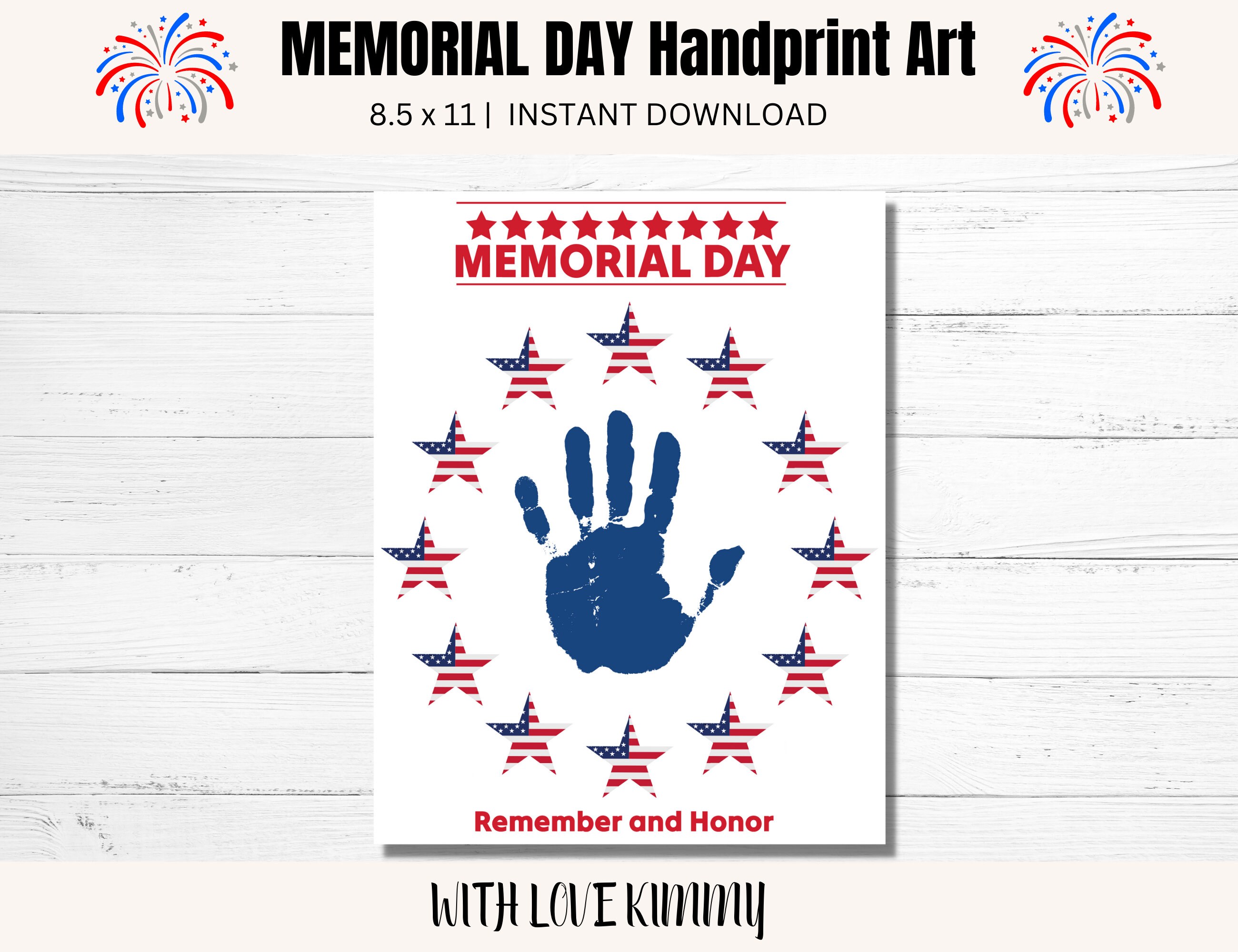 Memorial Day Handprint Activity, Memorial Day Printable, Happy Memorial ...