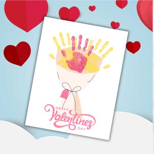 Valentine Handprint Craft ART Printable, Valentine Preschool Art ...