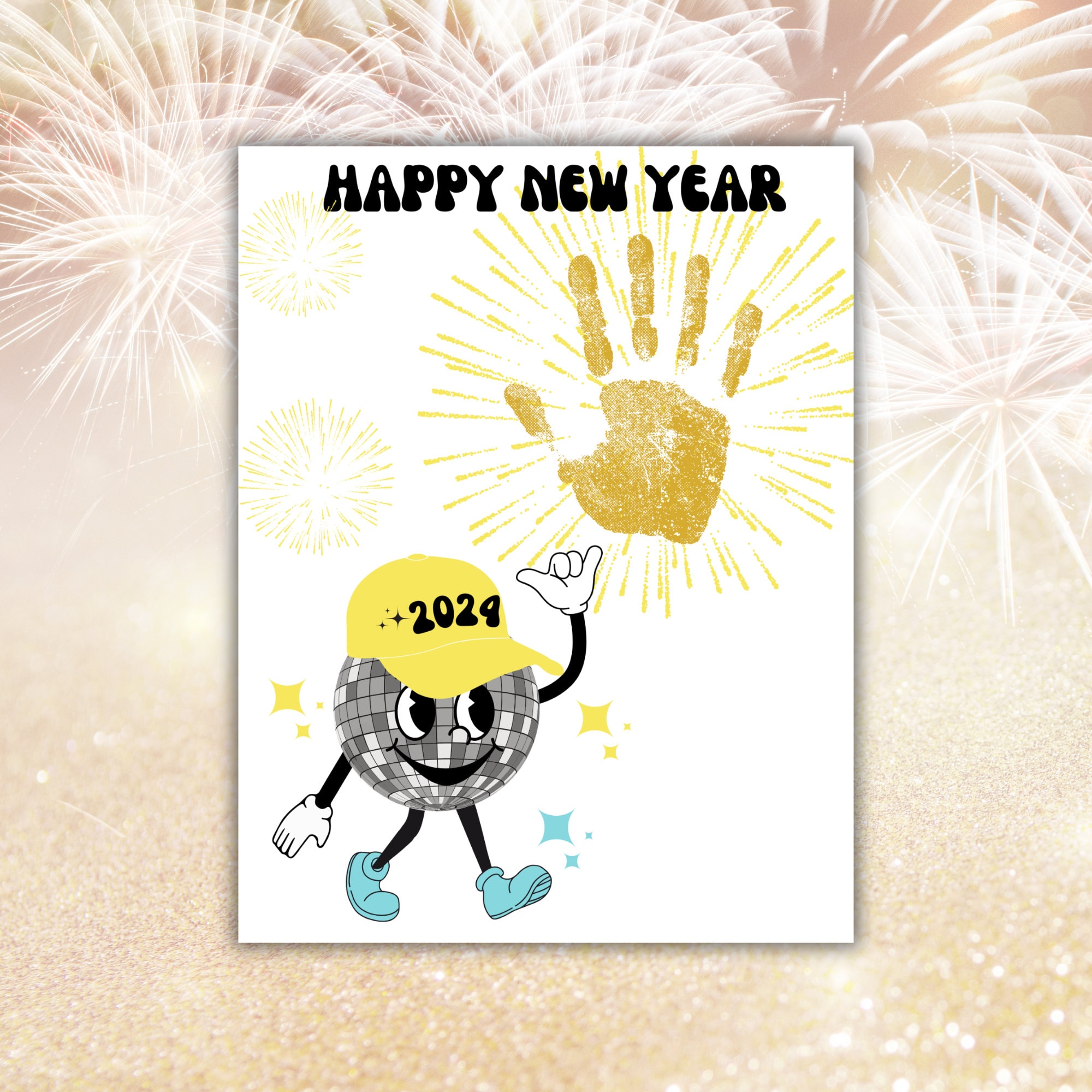 2024 New Years Handprint Art, New Year Craft, Kids Handprint Art Craft ...