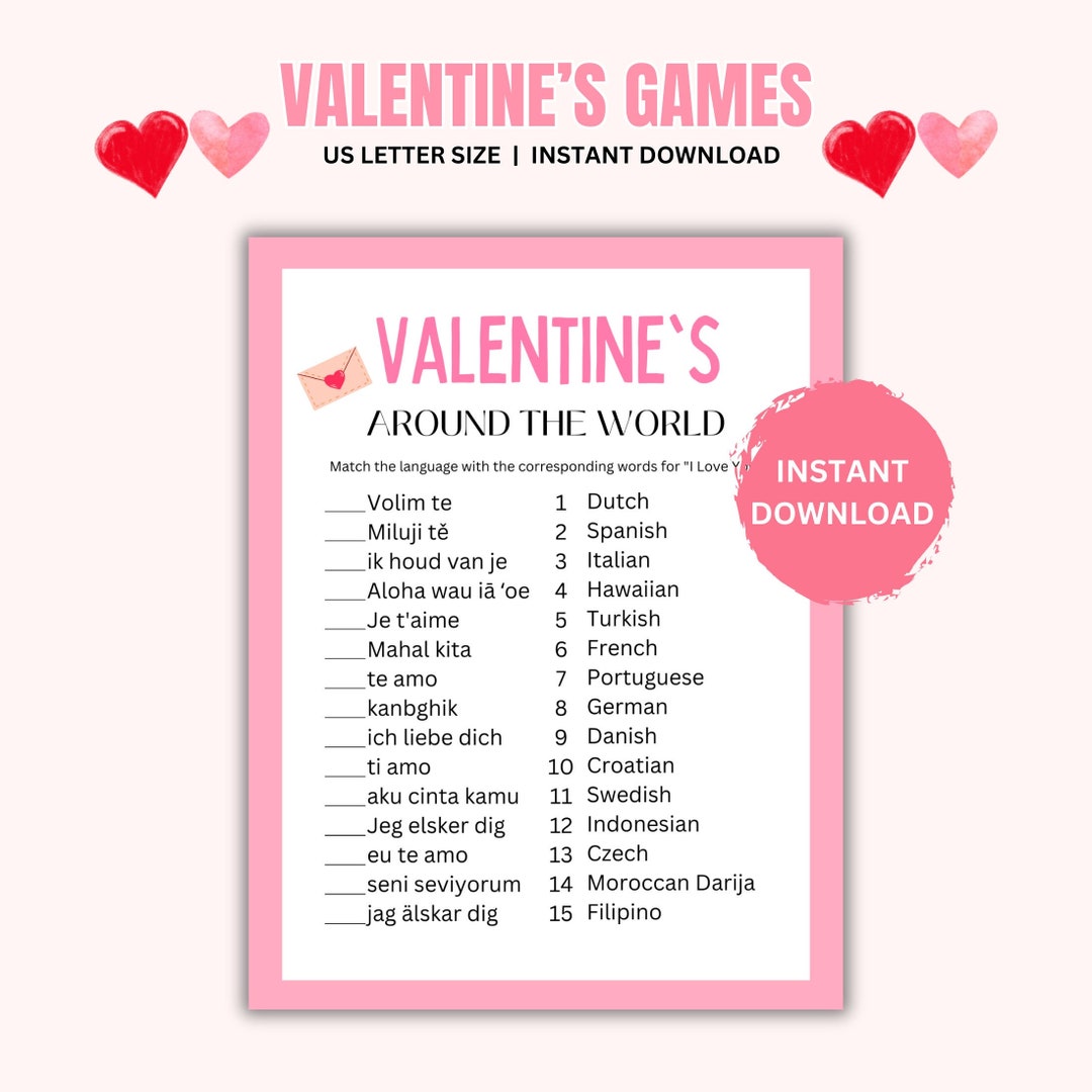 Around the World Valentine Party Game, Valentines Party Game and ...