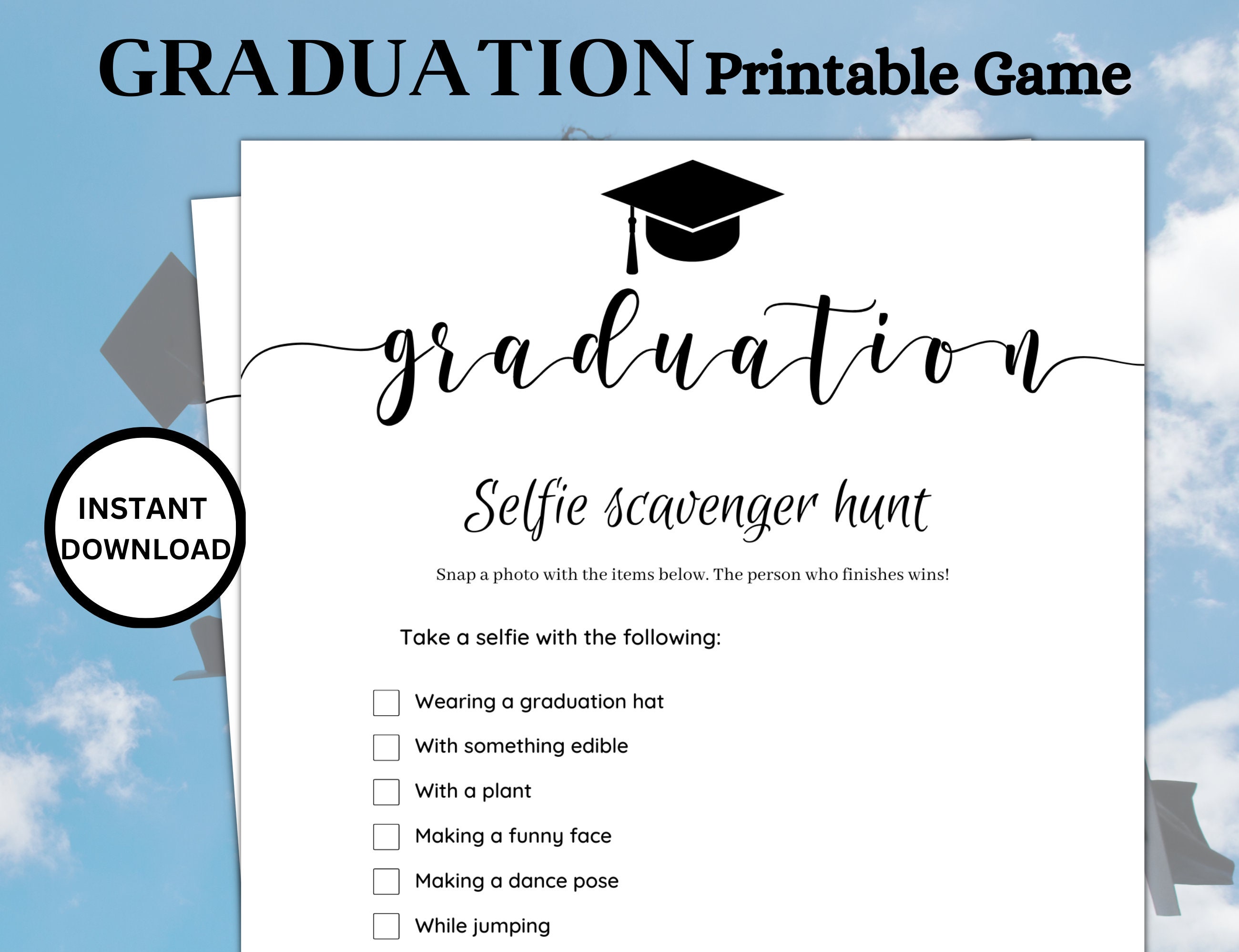 Printable Graduation Games, Selfie Scavenger Hunt 2026 Graduation Games ...