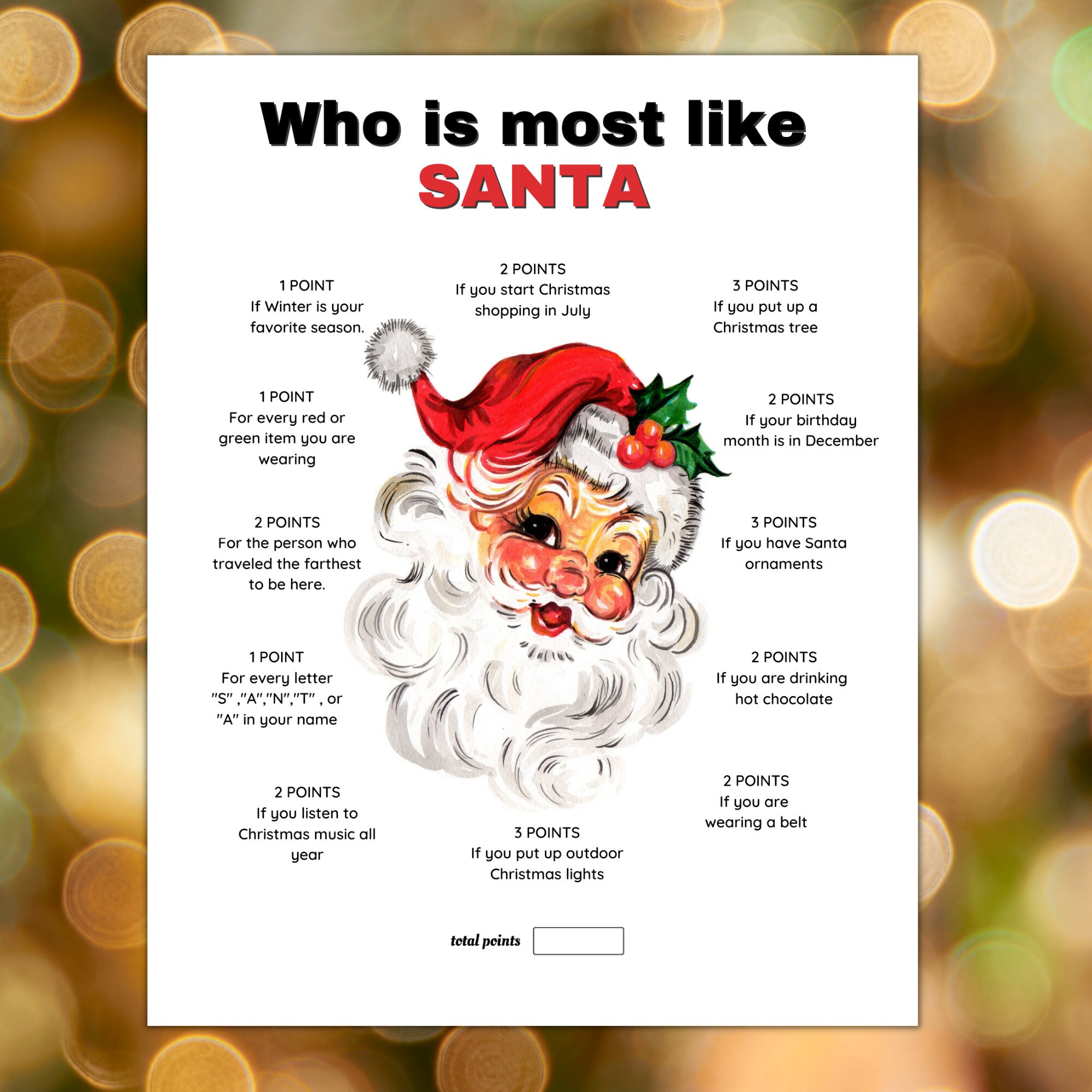 Christmas Who is Most Like Santa Game, Christmas Printable, Family ...