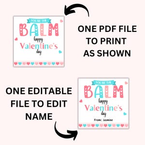 Lip Balm Valentines Tag, You're the Balm Tags, Tweens Teens Teachers ...