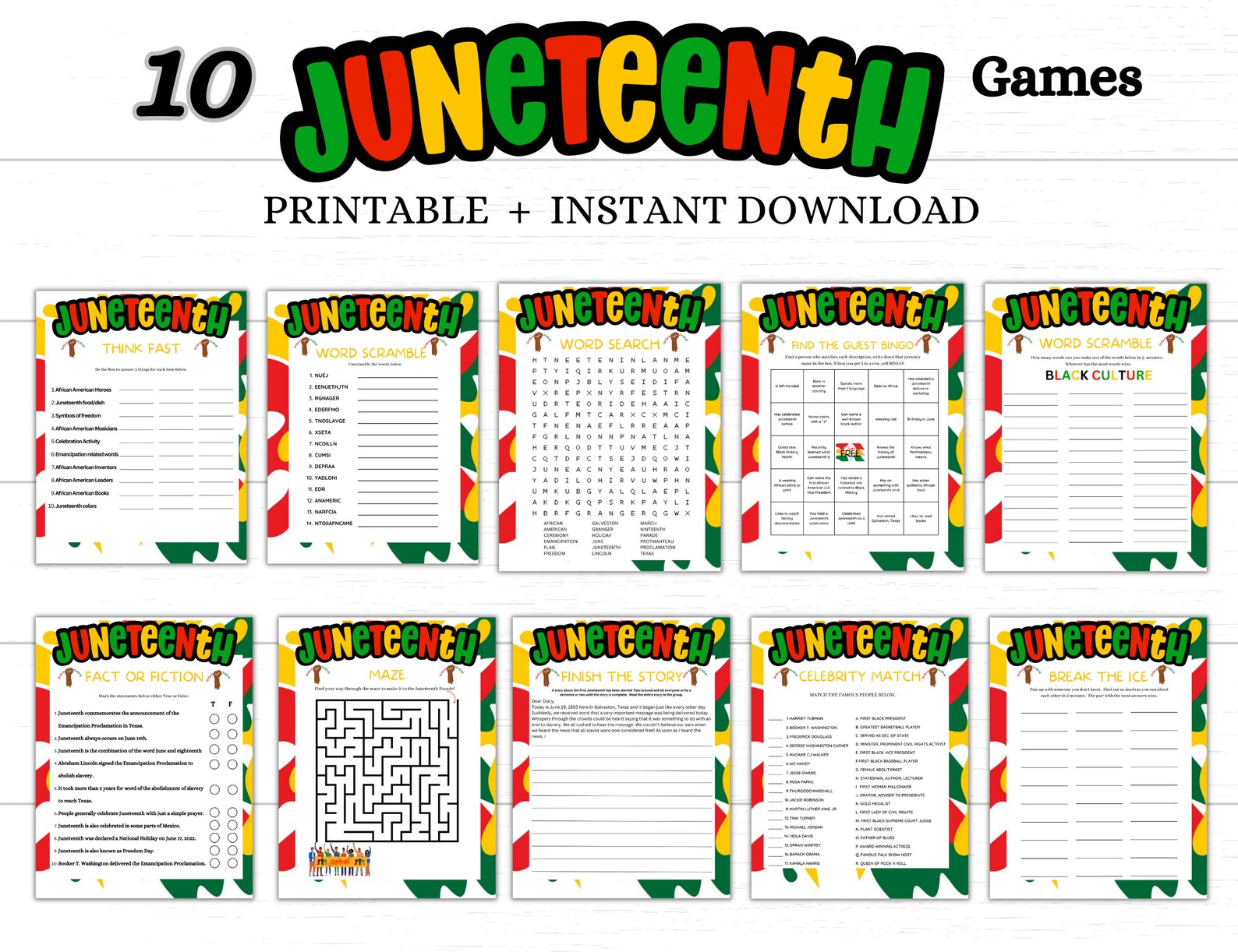 Juneteenth Game Bundle Juneteenth Activity Black History - Etsy