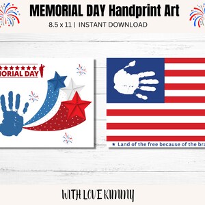 Memorial Day Handprint Activity, Memorial Day Printable, Happy Memorial ...