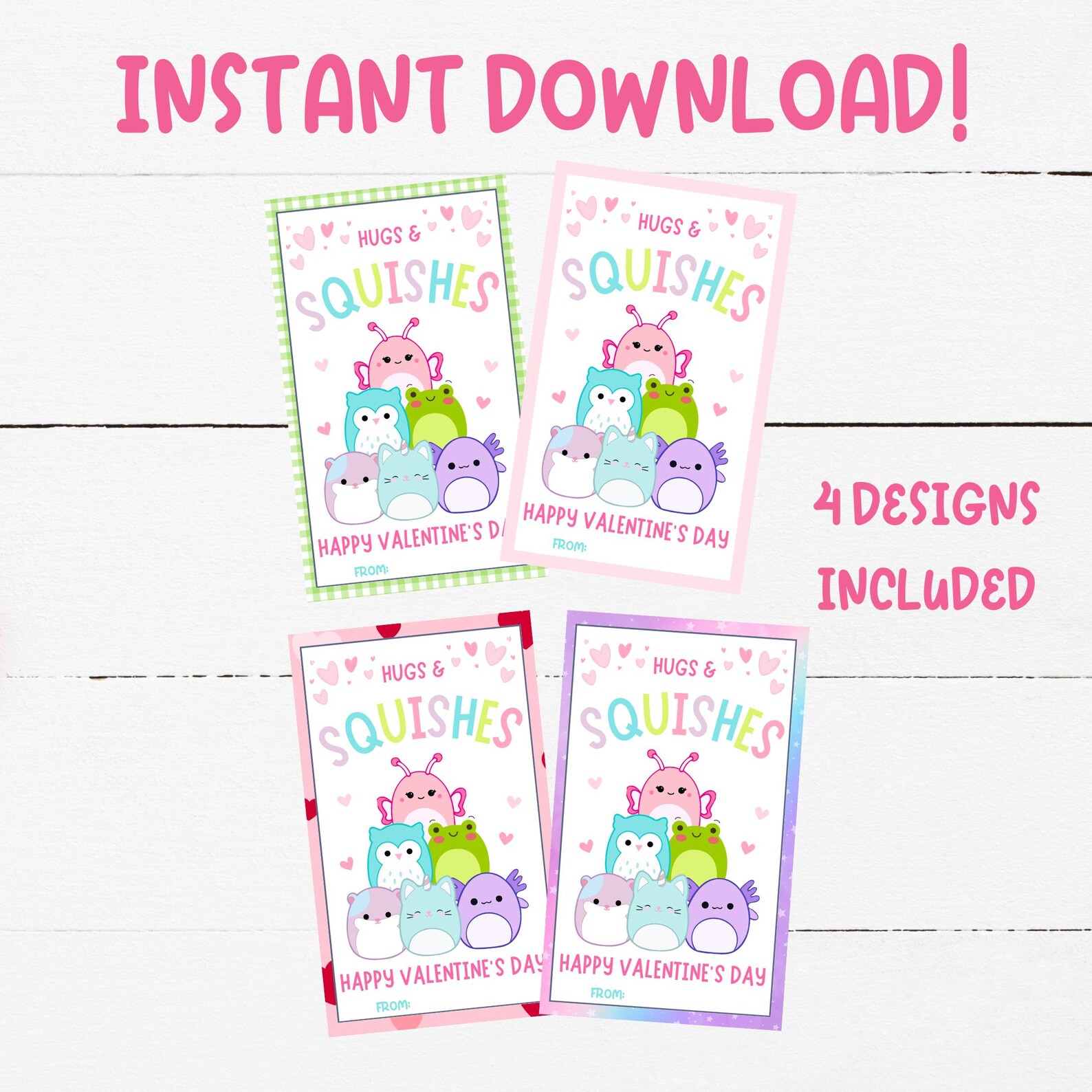 Squish Valentine's Day Cards, Valentine's Day Gift Tags, Kids Valentine ...