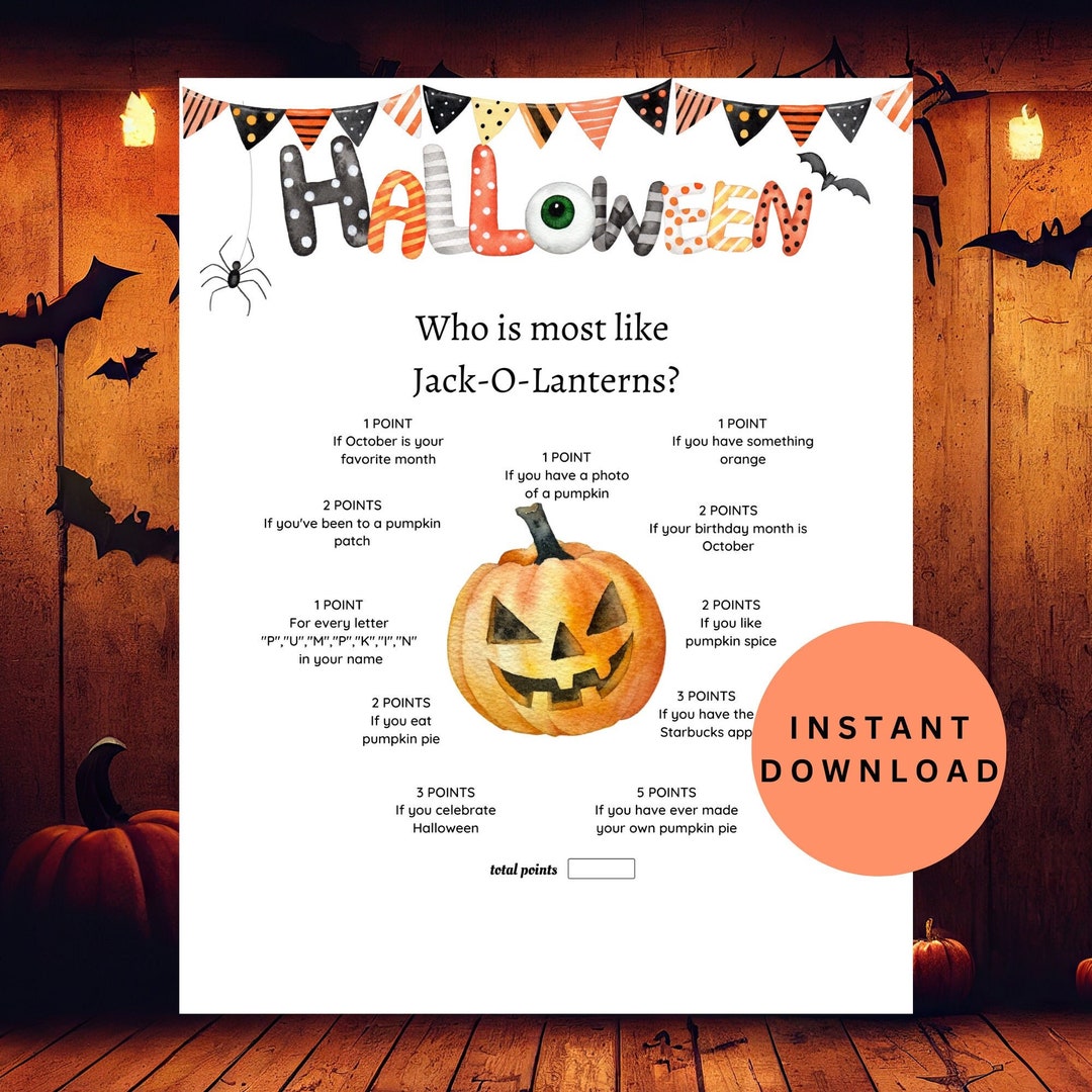Halloween Who is Most Like Jack-o-lanterns Game, Halloween Party ...