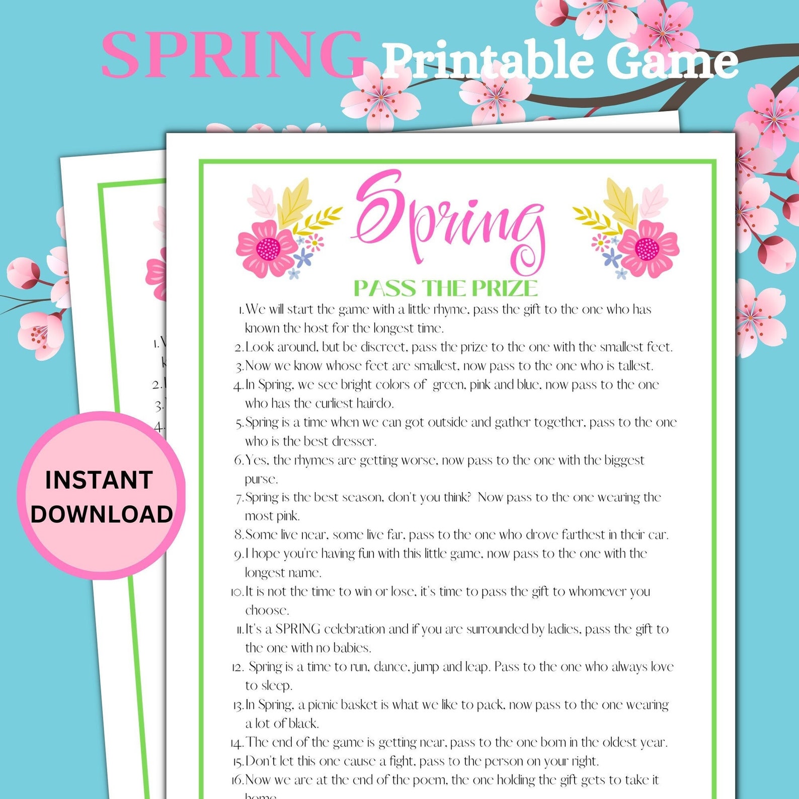 Printable SPRING Game, Spring Party Game and Activity, Kids Party Games ...