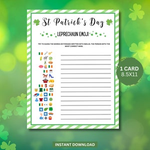 Printable St Patrick's Day Leprechaun Emoji Game, St Paddy's Day Game ...
