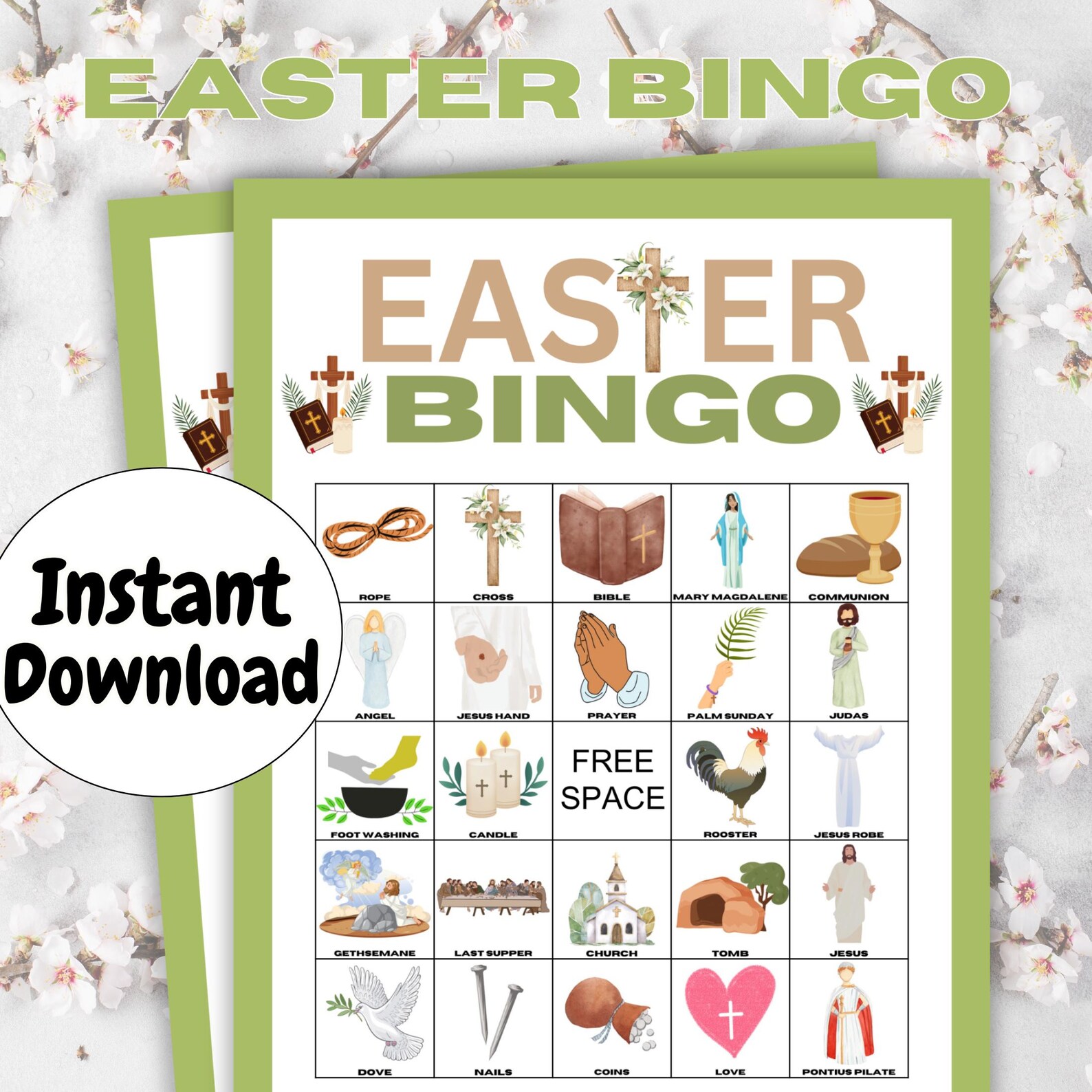 50 EASTER Bingo Cards Game, Christian Bingo, Religious Bingo Game ...