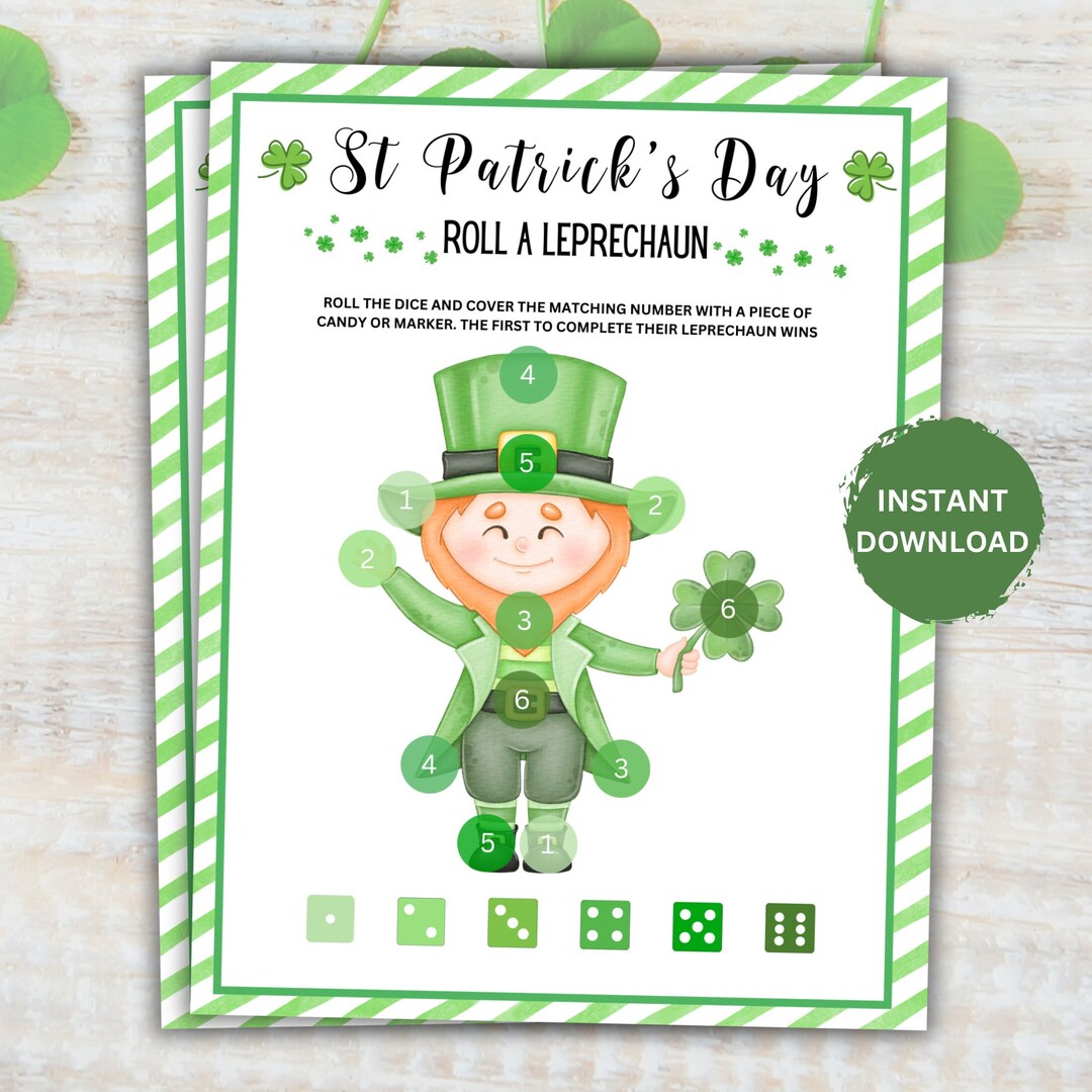 Printable St Patrick's Day Roll a Leprechaun Game, St Paddys Day Game ...