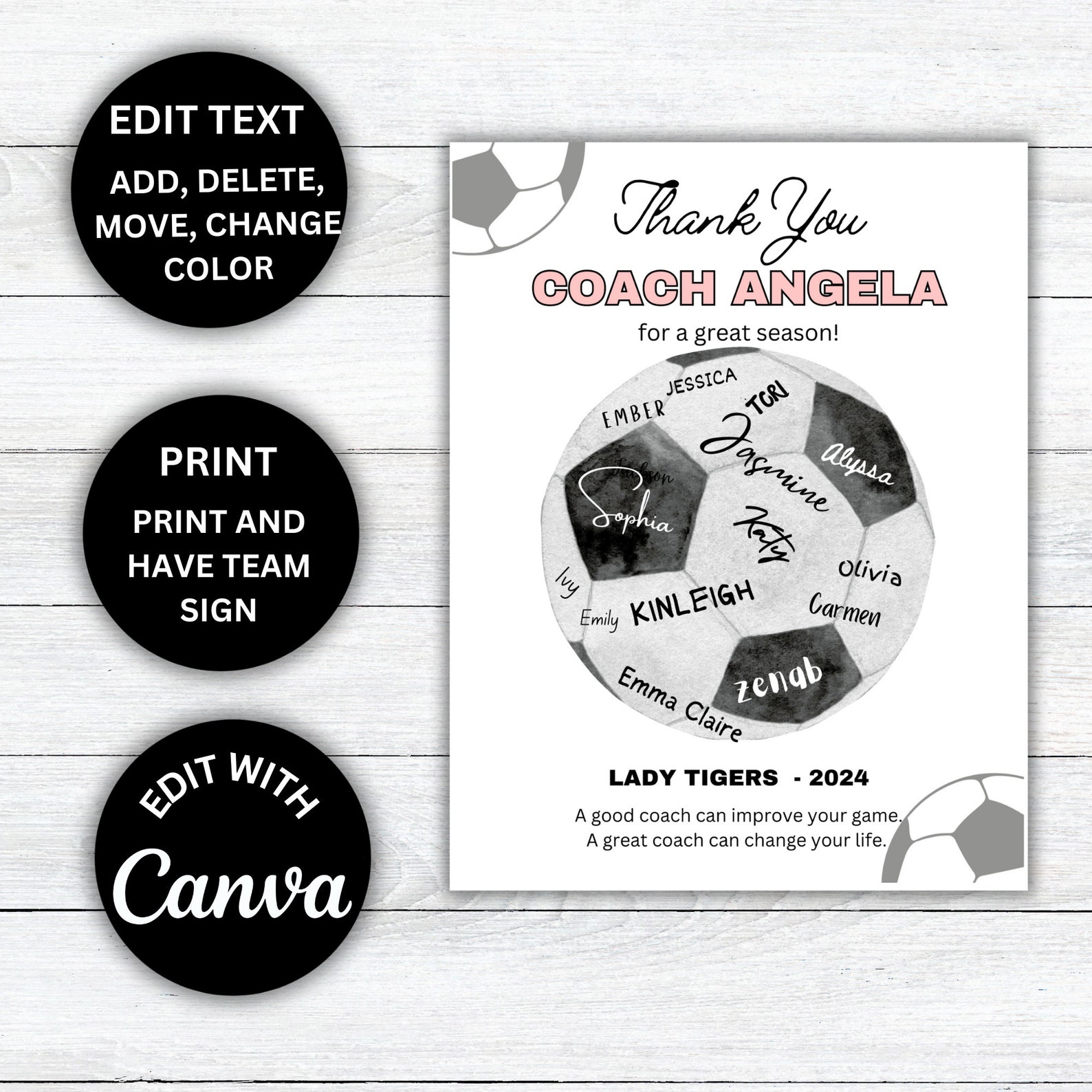 EDITABLE Soccer Coach Appreciation Printable, Team Gift Printable ...