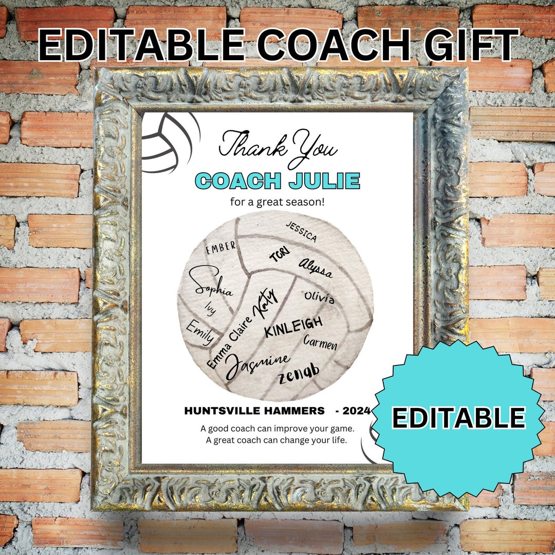 EDITABLE Soccer Volleyball Appreciation Printable, Team Gift Printable ...
