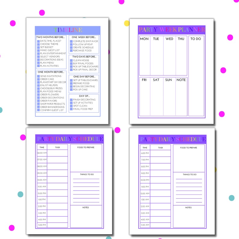 Printable Party Planner Happy Birthday Party Organizer - Etsy