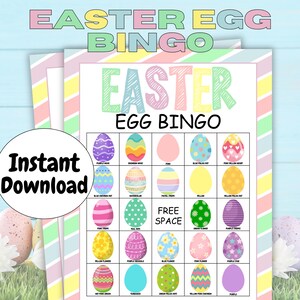 30 EASTER EGG Bingo Cards Game, Easter Egg Hunt Bingo, Easter Bunny ...