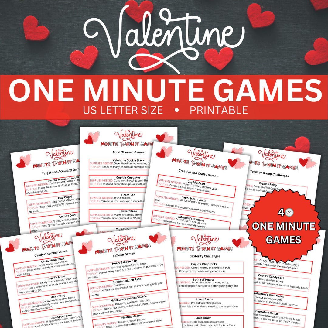 Valentine Minute to Win It Games, Valentine's Day One Minute Fun Party ...