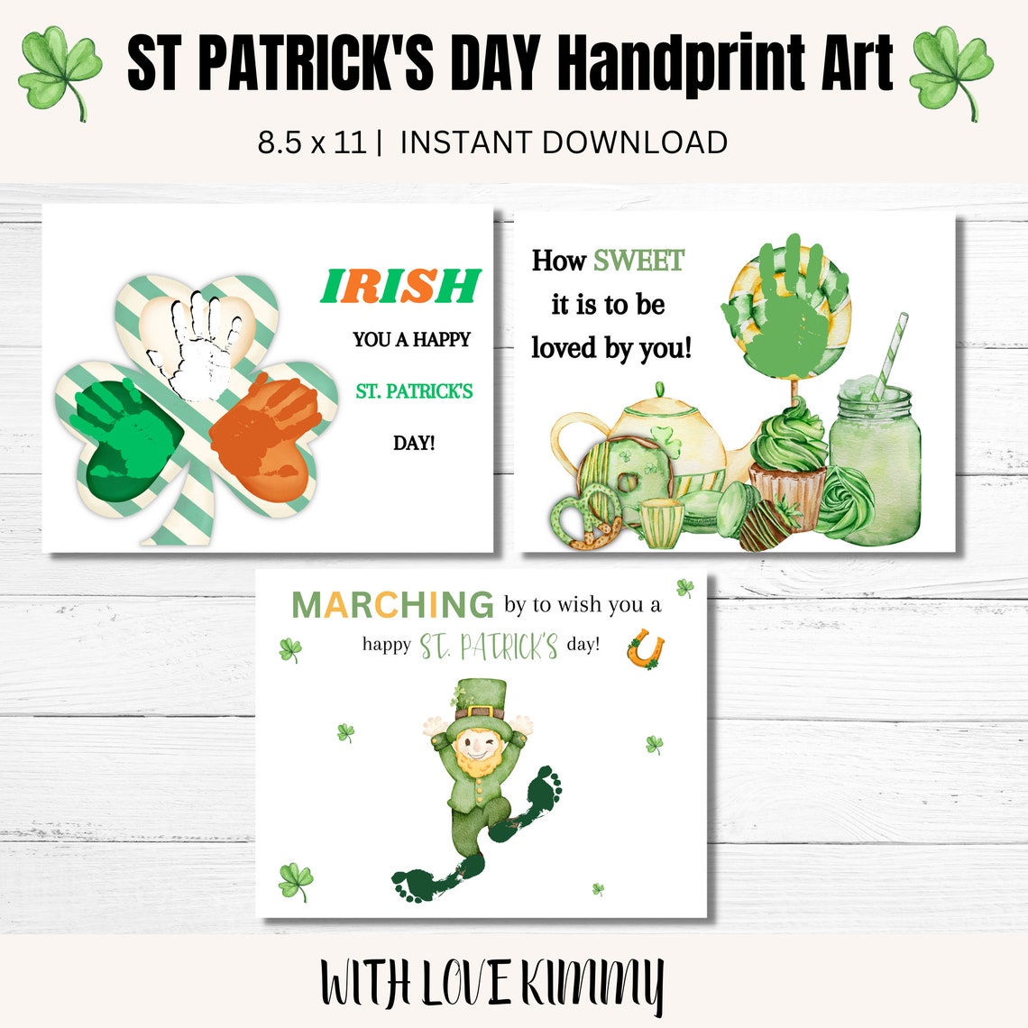 St Patricks' Day Handprint Footprint Craft Printable - Etsy