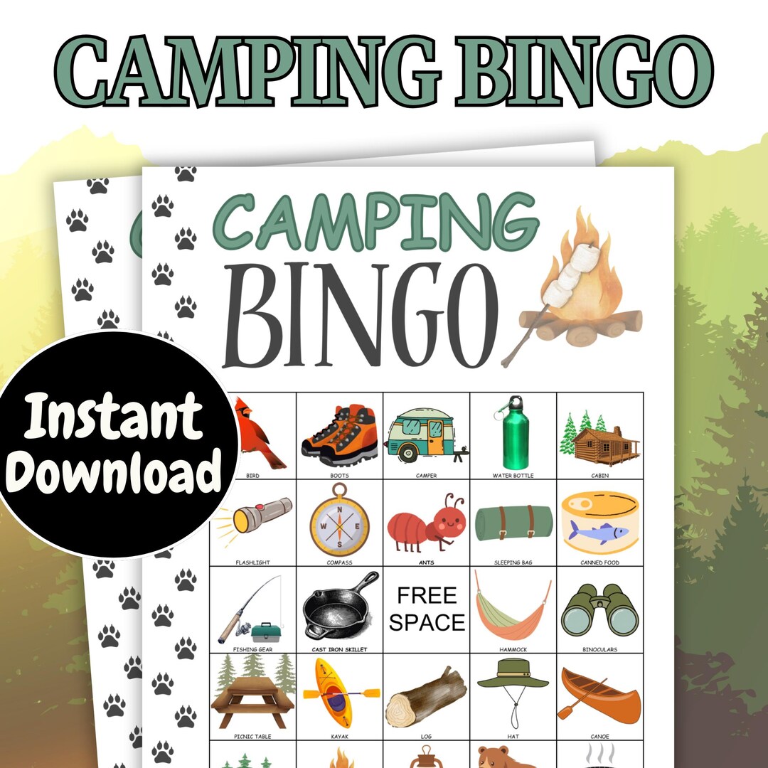 50 Camping Bingo Cards Game, Printable Camping Bingo, Summer Camp ...