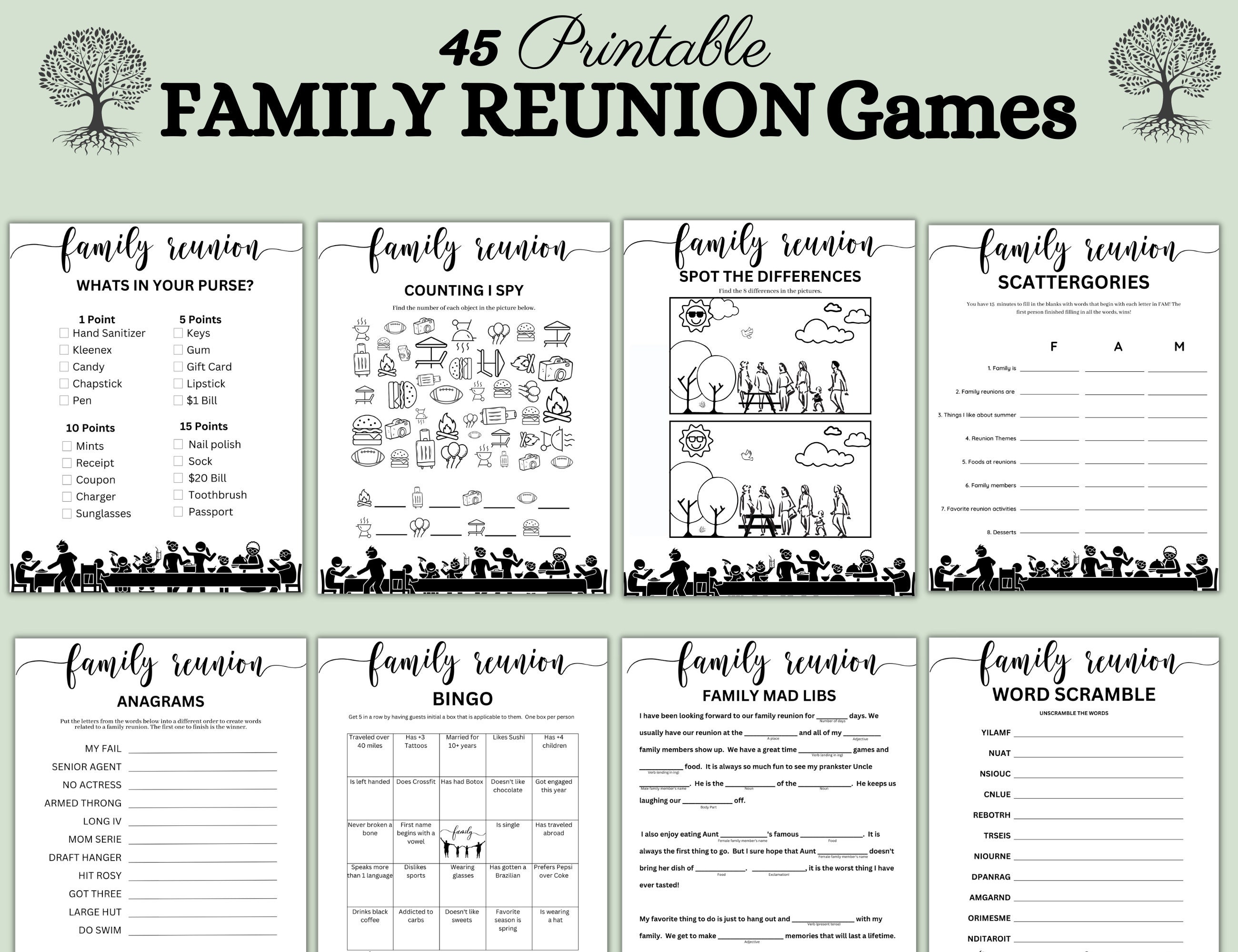 Family Reunion Game Bundle, Printable Family Games, Family Reunion ...