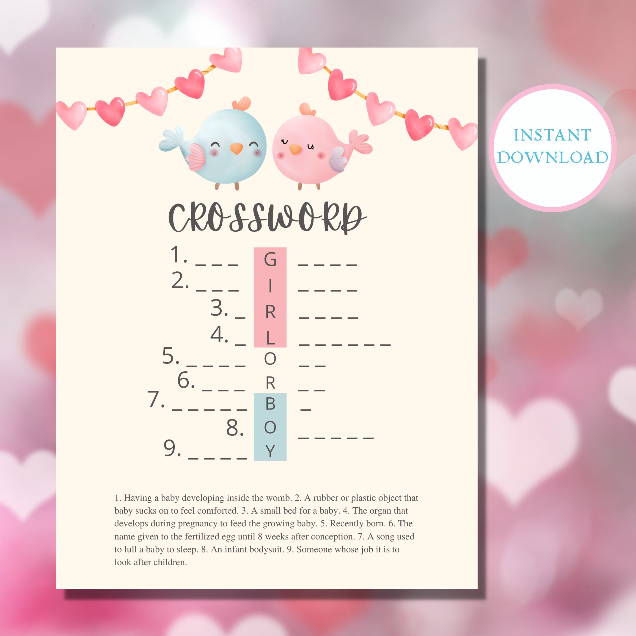 VALENTINE'S Gender Reveal Games, Baby Shower Games, Valentine Love ...
