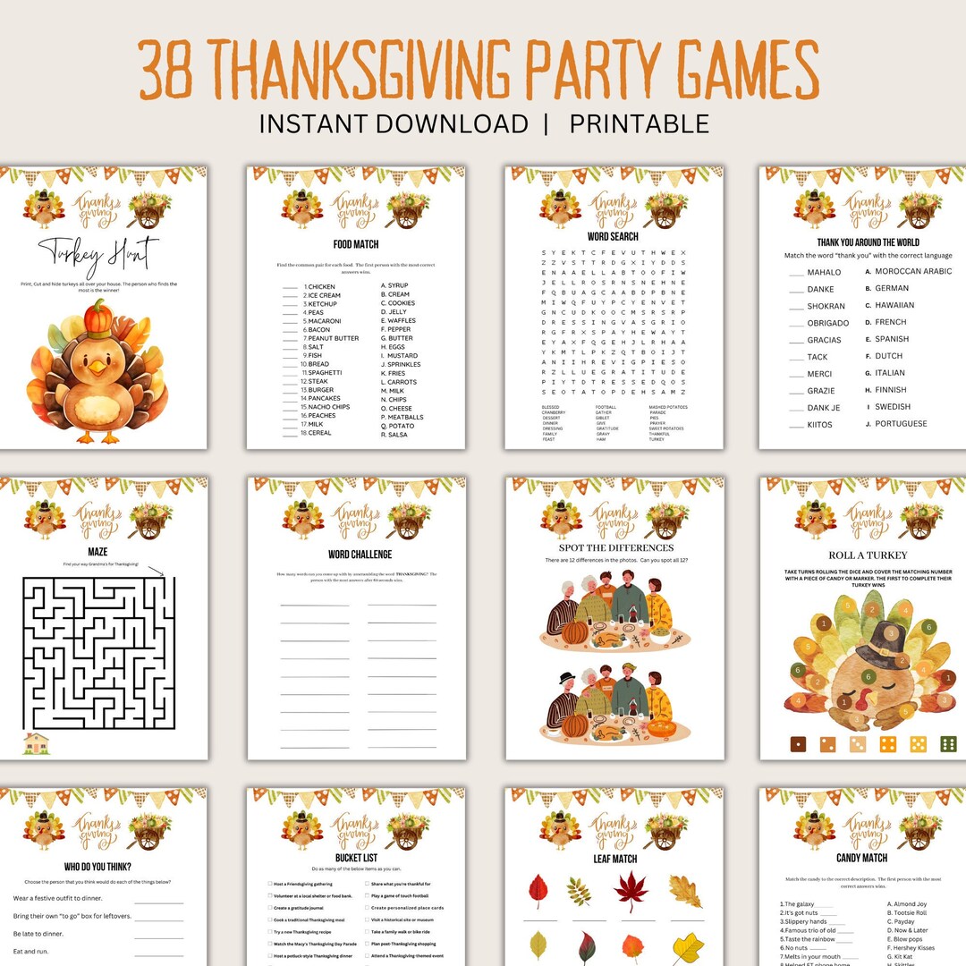 Thanksgiving Game Bundle, Thanksgiving Games, Thanksgiving Games for ...
