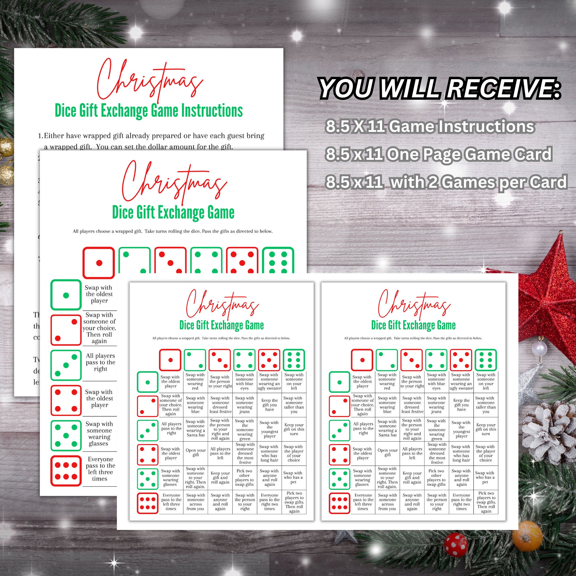 Christmas Gift Exchange Dice Game, Xmas Gift Swap Game, Fun Holiday ...