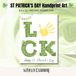 ST Patricks Day Handprint Craft ART Printable, St Patrick's Day ...
