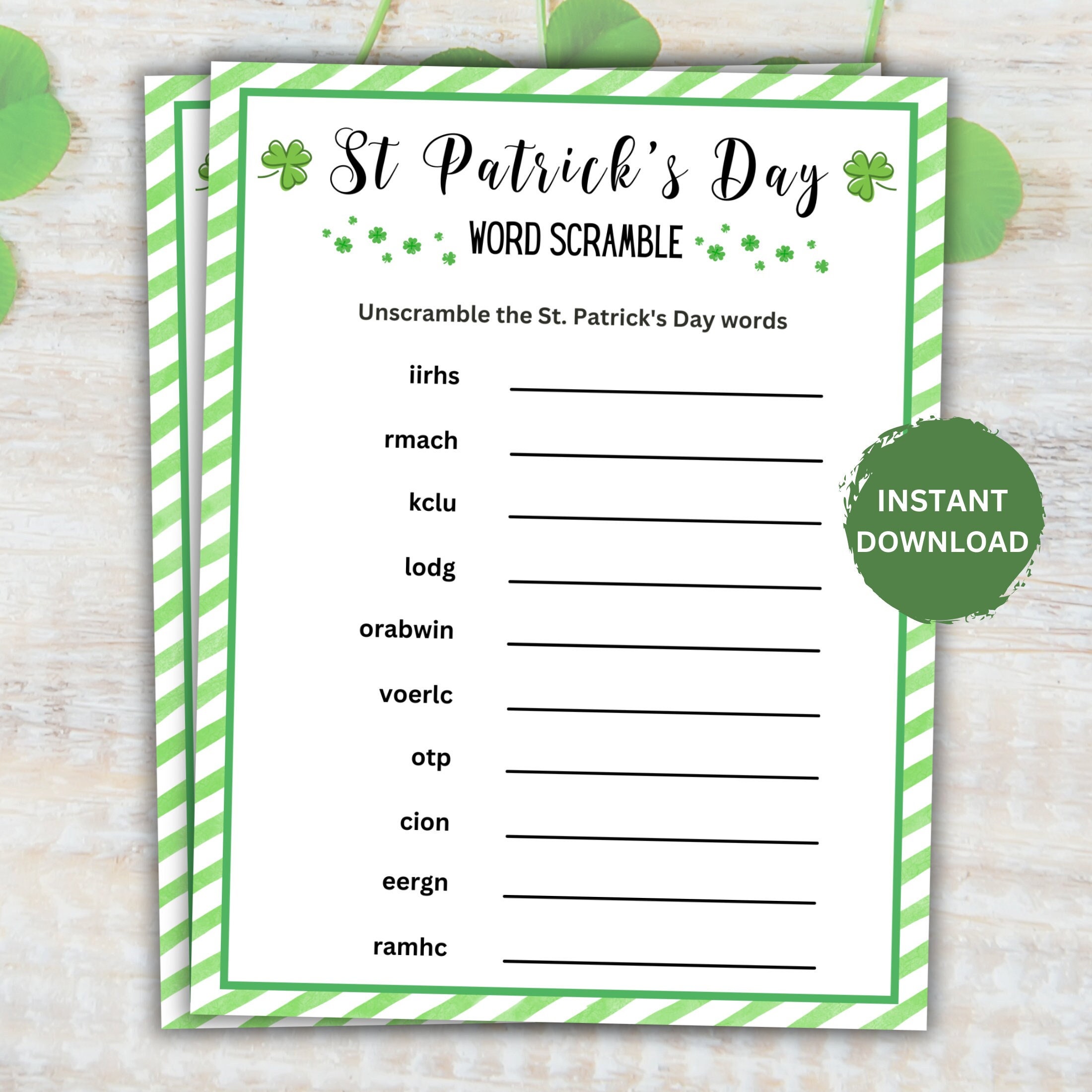 Printable St Patrick's Day Word Scramble Game, St Paddy's Day Game ...