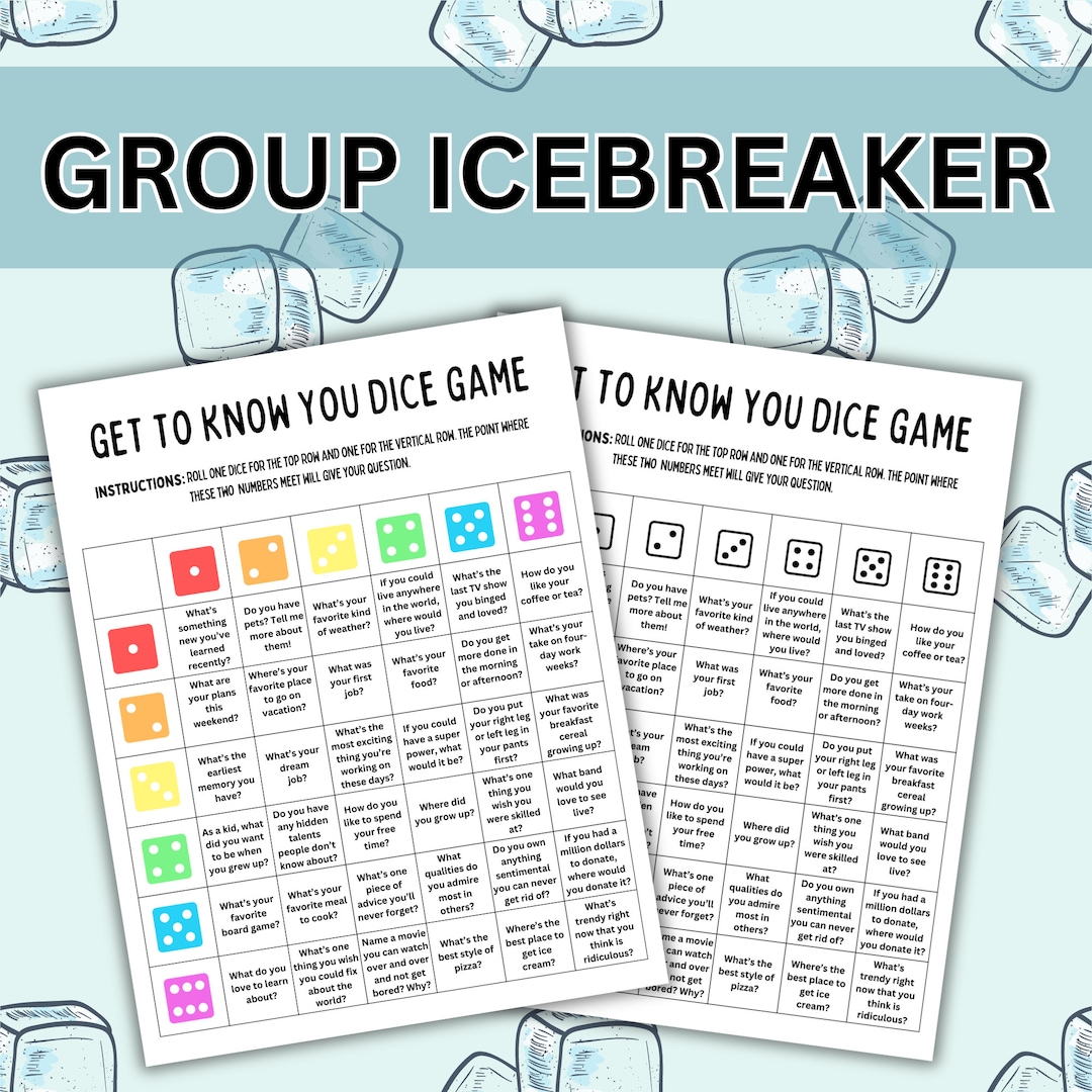 Get to Know You Dice Game, Get to Know You Icebreaker Game, Games for ...