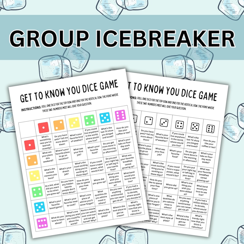 Get to Know You Dice Game, Get to Know You Icebreaker Game, Games for ...