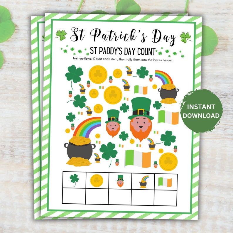 Printable St Patrick's Day St Paddy's Day Count Game, St Paddy's Day ...