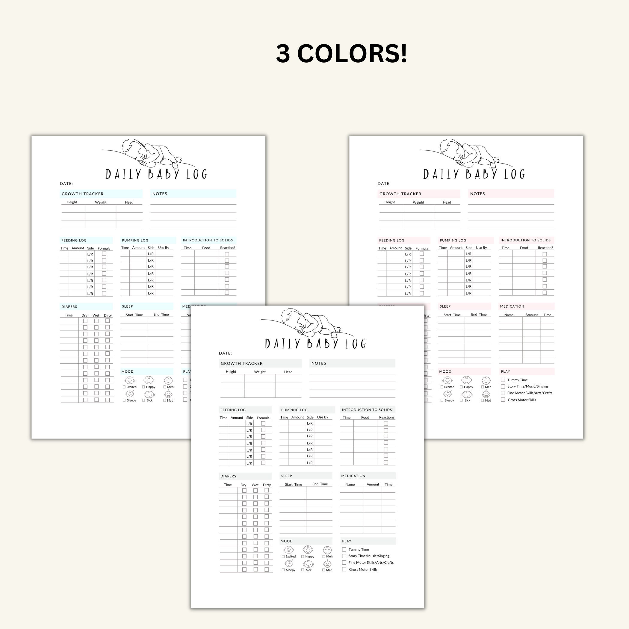 Daily Baby Log, Daily Newborn Tracker, Newborn Nanny Log, Day Care ...