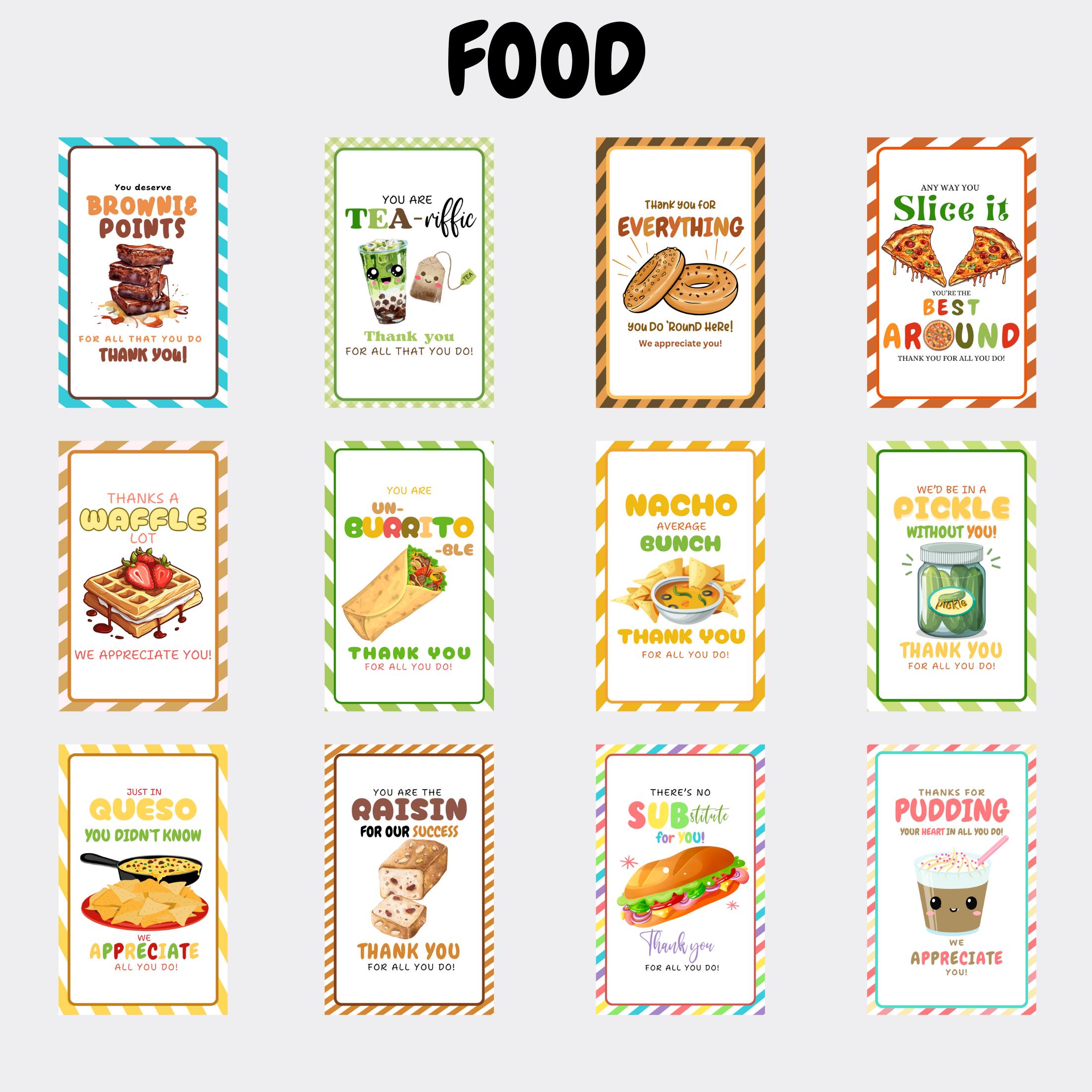 50 Appreciation Food Tags, Staff Teacher Team Employee Appreciation Day ...