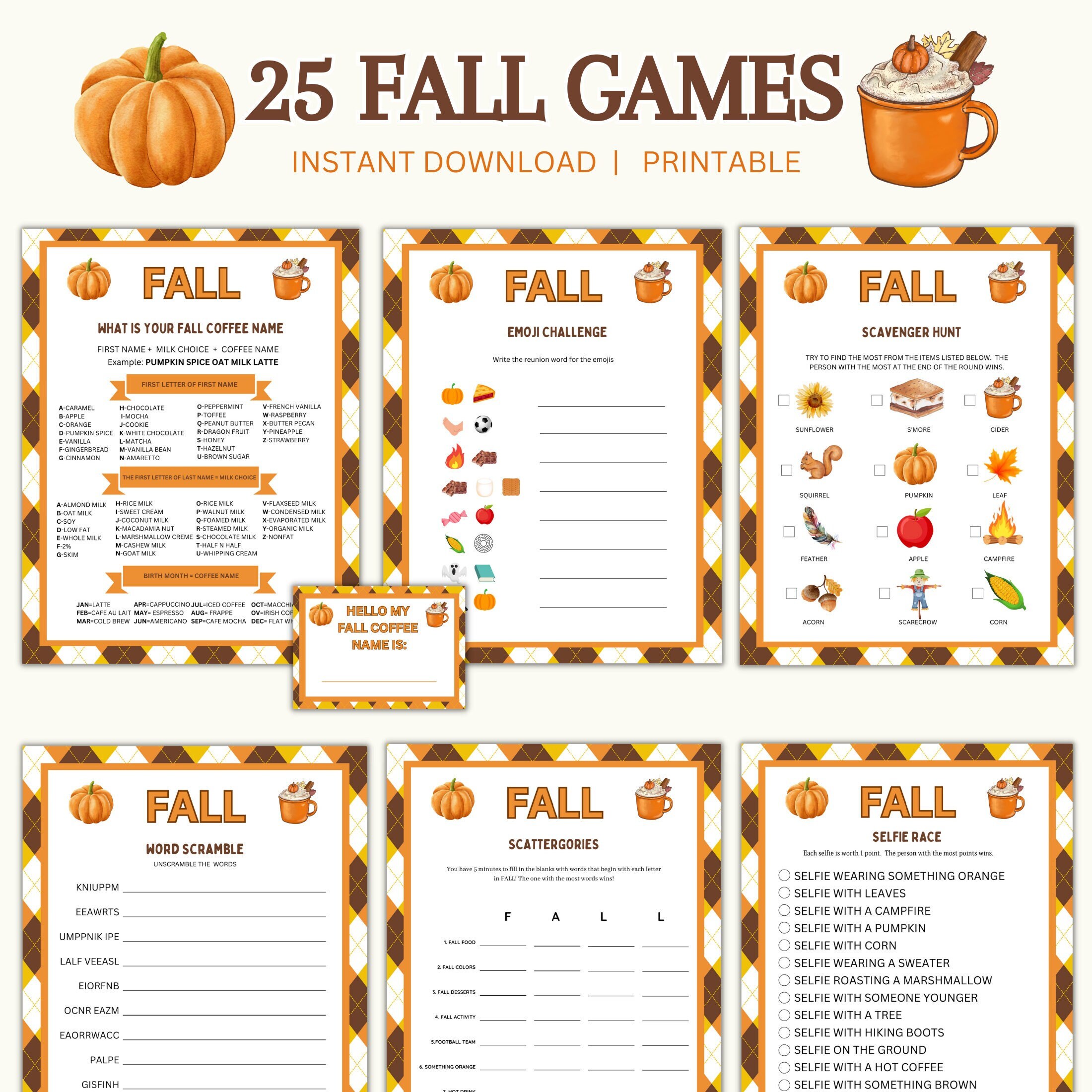 Fall Games Bundle, Fall Games, Fall Games for Kids and Adult, Fall ...