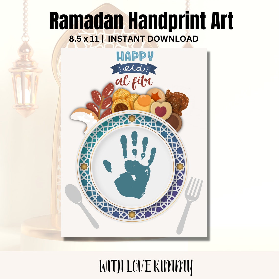 EID Ramadan Footprint Handprint Craft ART Printable, EID Preschool Art ...