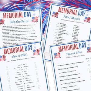 Memorial Day Game Bundle, Printable Family Games, Patriotic Party Games ...