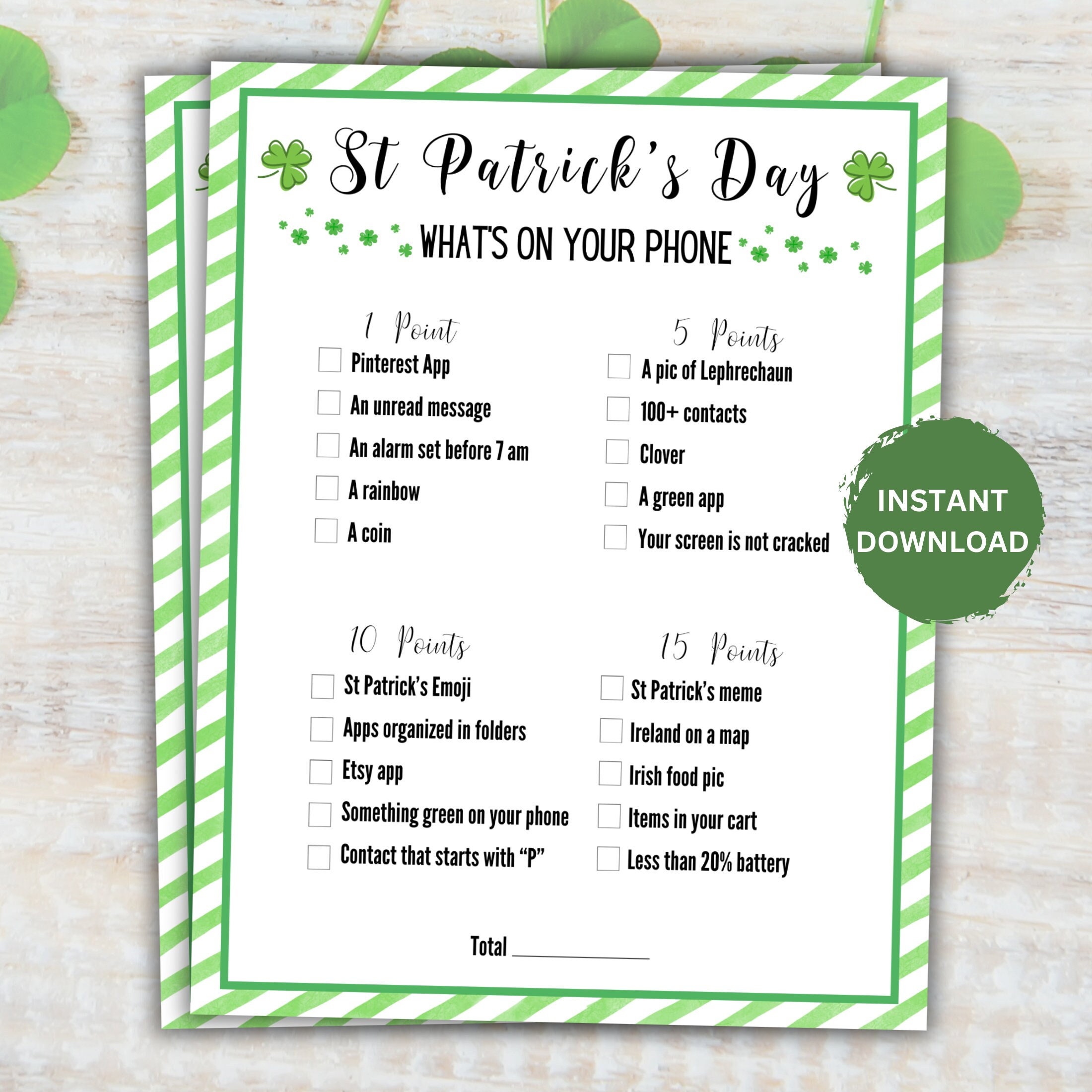 Printable St Patrick's Day What's on Your Phone Game, St Paddy's Day ...