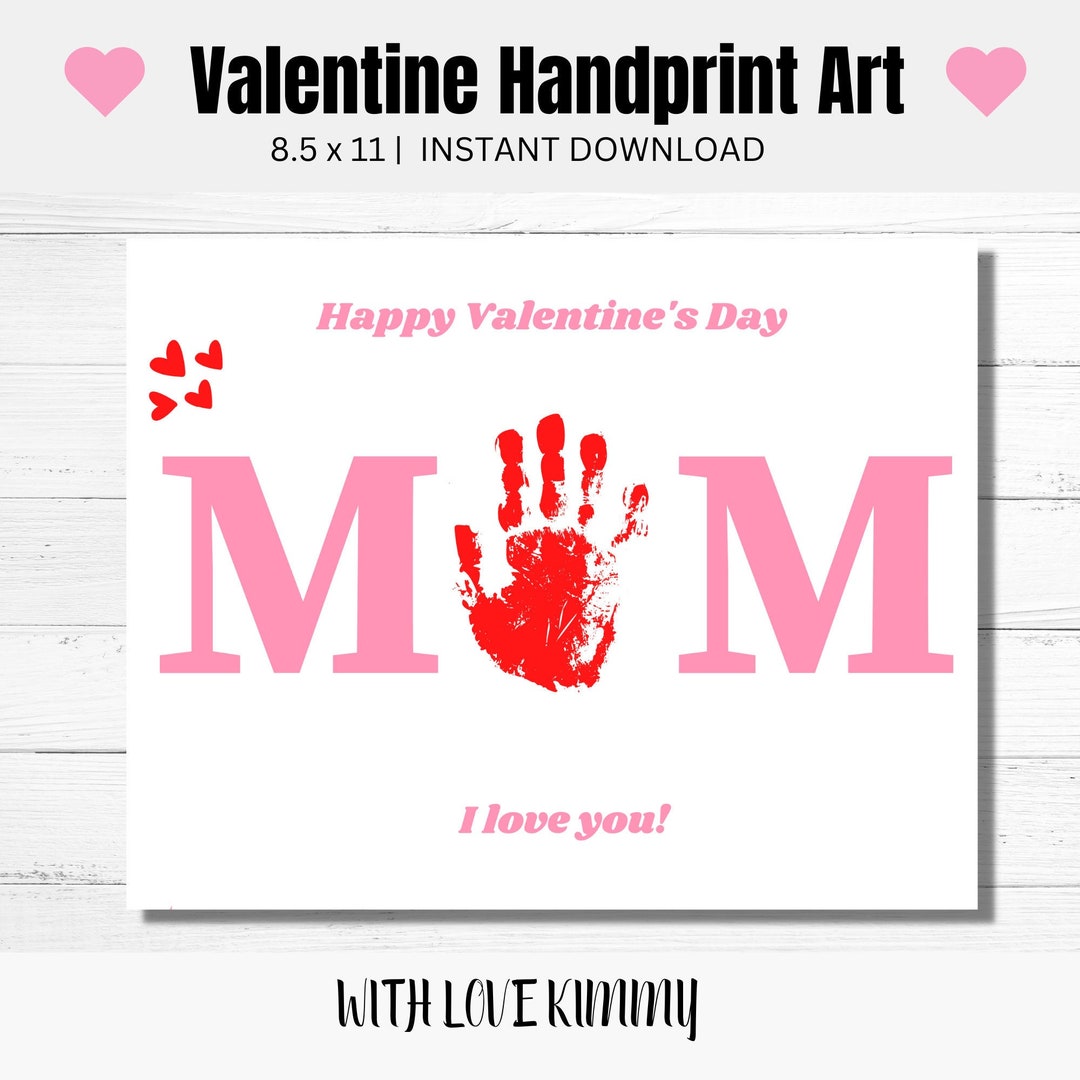 Valentine Handprint Craft ART Printable, Valentine Preschool Art ...
