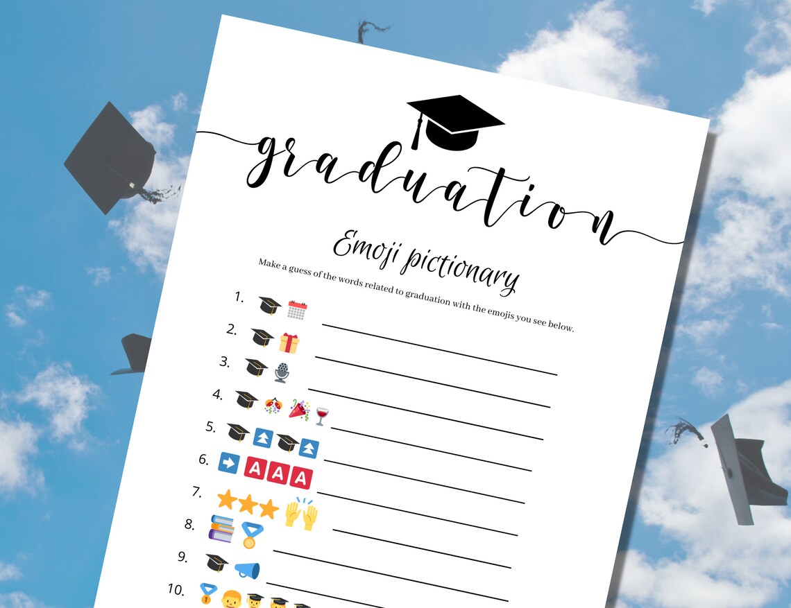 Printable Graduation Games, Emoji Pictionary 2026 Graduation Games ...