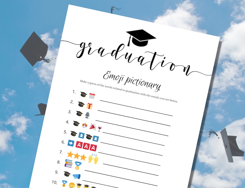 Printable Graduation Games, Emoji Pictionary 2026 Graduation Games ...