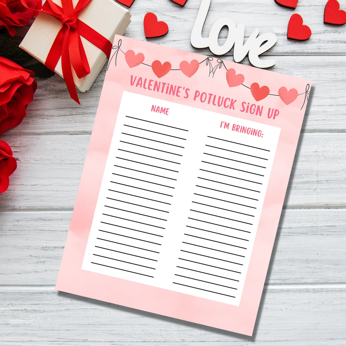 Valentine Potluck Sign up Sheet, Holiday Potluck Sheet, Church Potluck ...