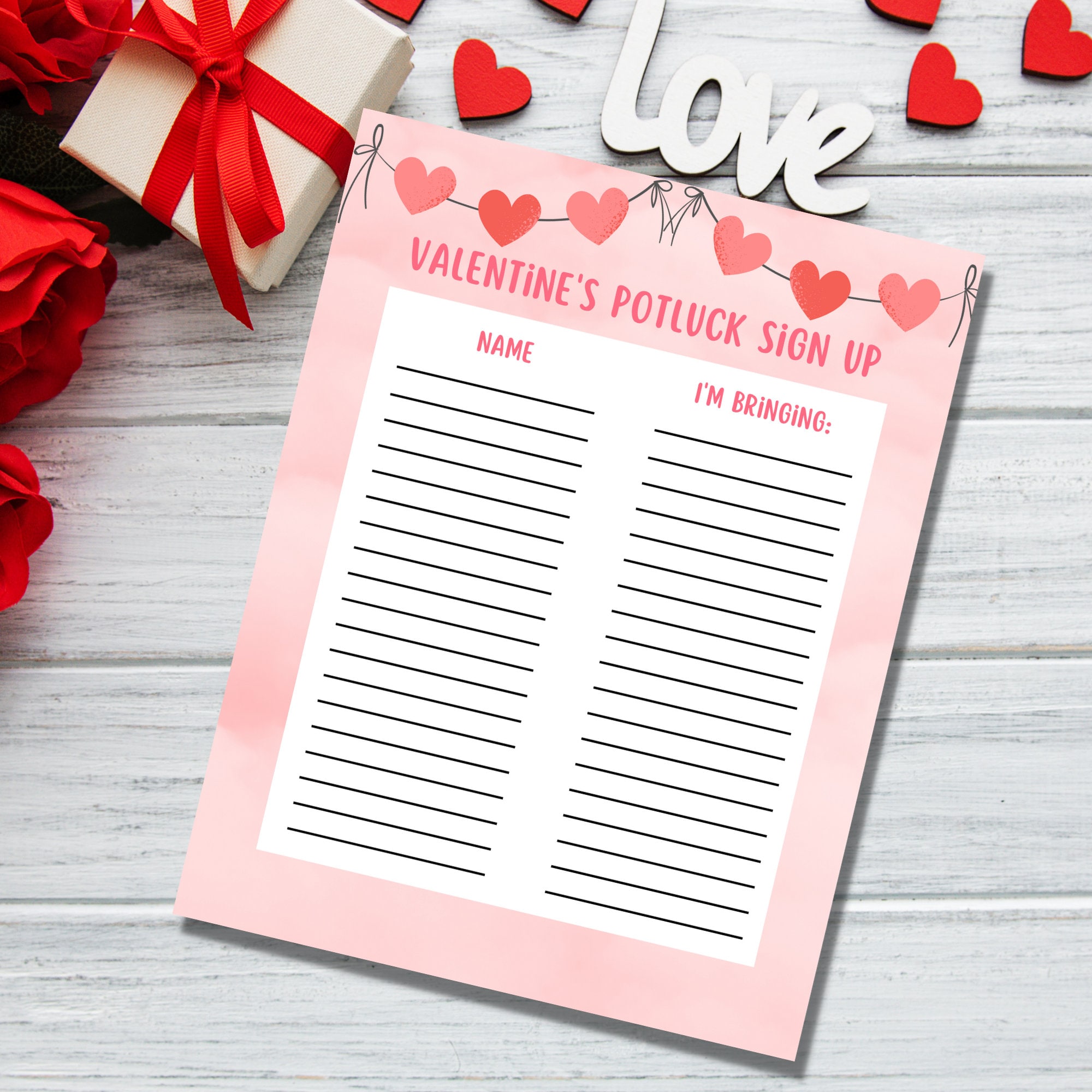 Valentine Potluck Sign up Sheet, Holiday Potluck Sheet, Church Potluck ...