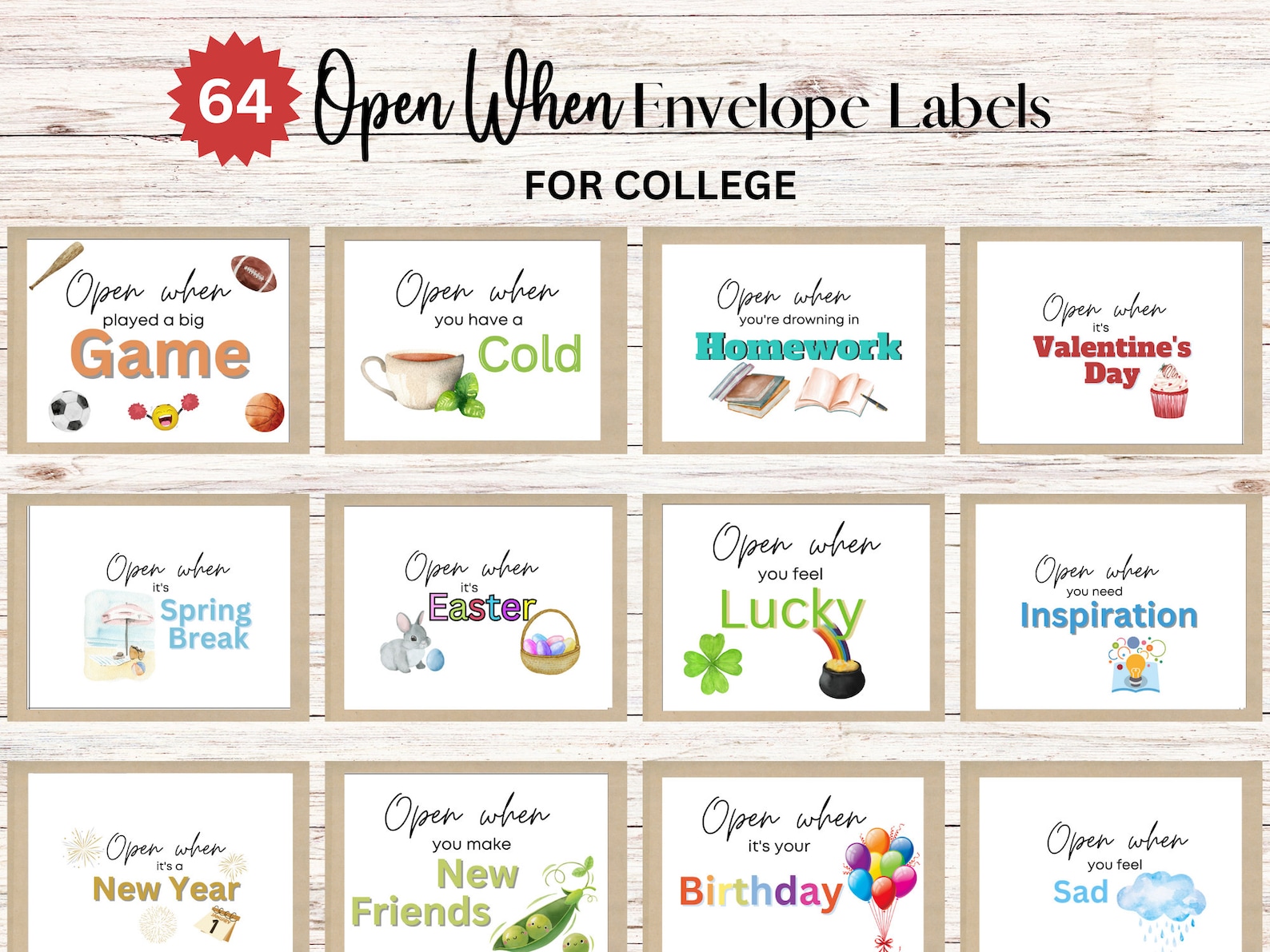 Open When Envelope Labels for College Students University - Etsy