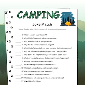 Camping Game for Kids & Adults, Joke Match Camp Activity, Family ...