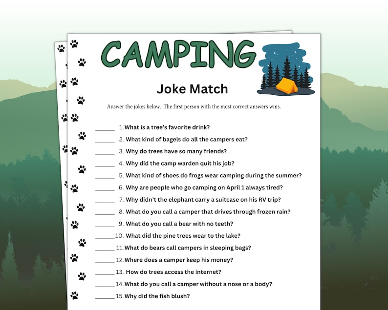 Camping Game for Kids & Adults Joke Match Camp Activity - Etsy