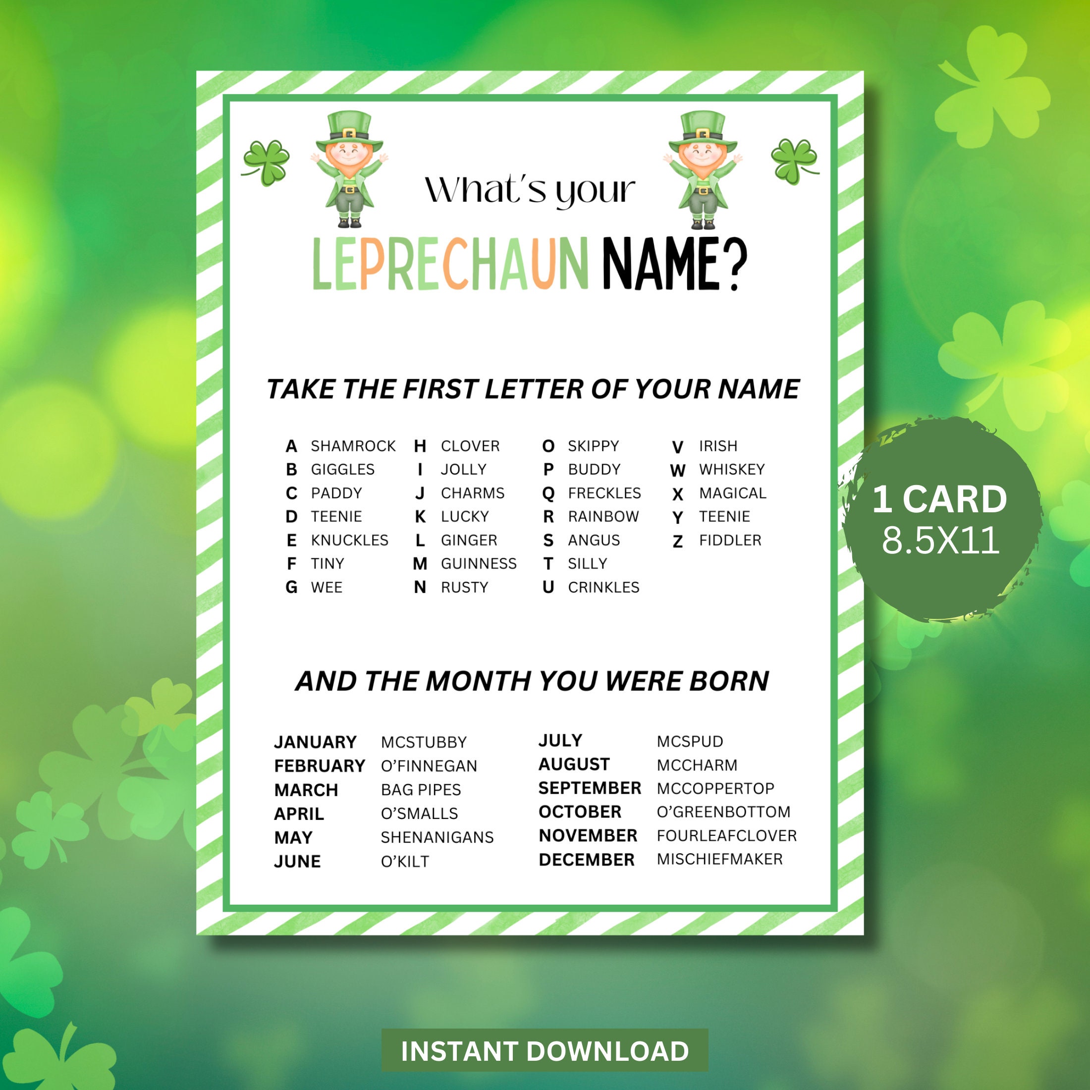 Printable St Patrick's Day Leprechaun Name Game, St Paddy's Day Game ...